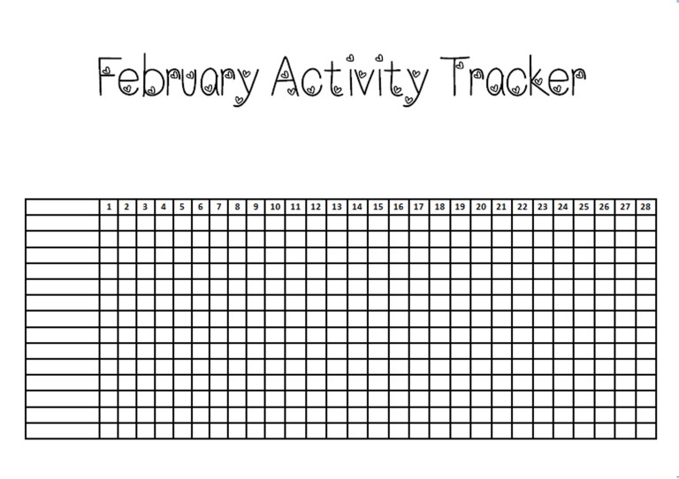 February Activity | Habit Tracker – 365 Days of Dana