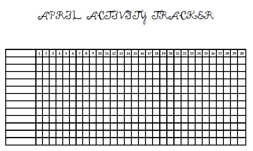 April Activity Tracker – 365 Days of Dana