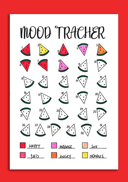 FREE Monthly Mood Tracker Printable: Watermelon Slices – 365 Days of Dana