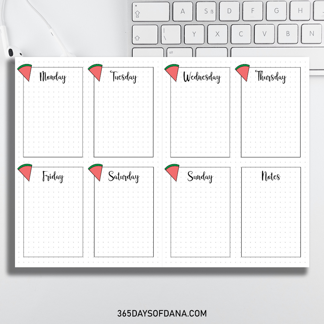FREE Weekly Spread Printable: Watermelon Slices – 365 Days of Dana