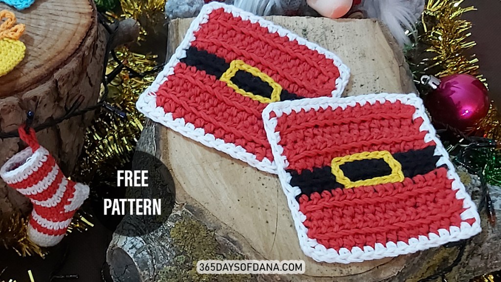 Santa Coaster Crochet Pattern – 365 Days of Dana