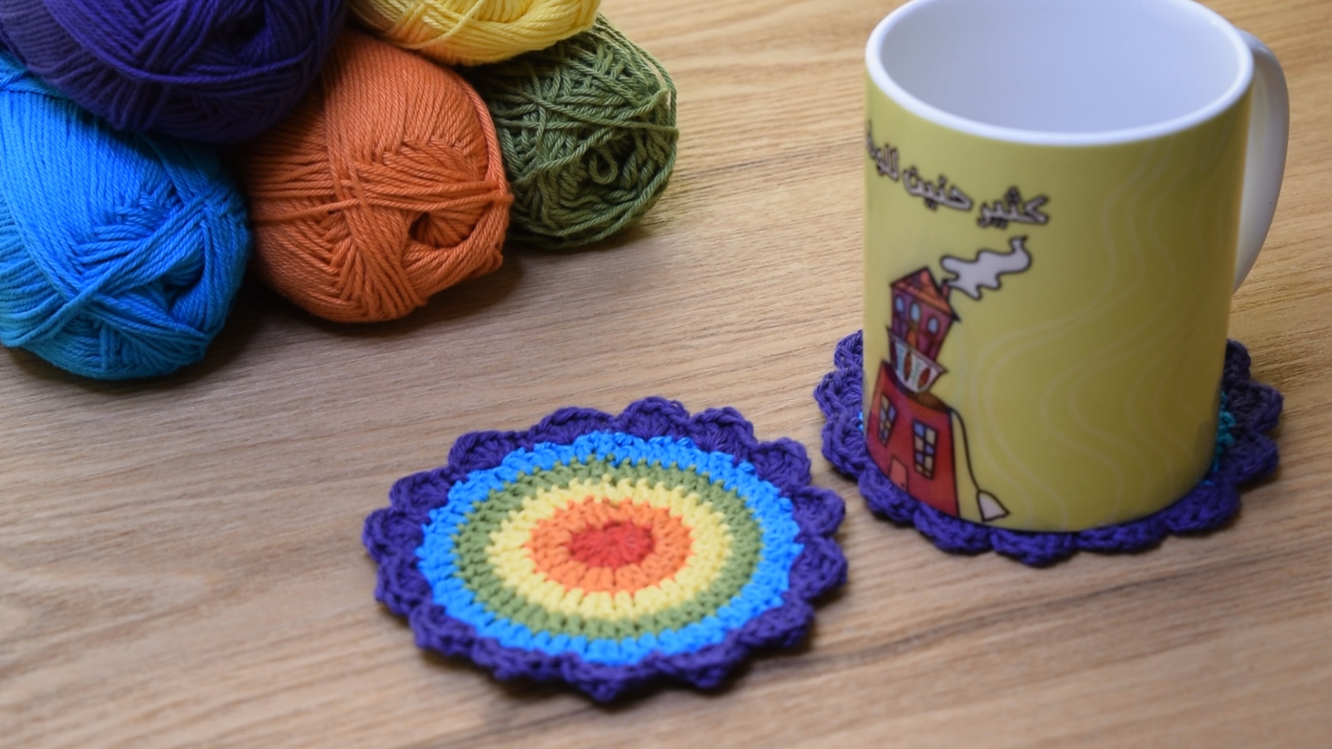 Crochet Rainbow Coaster | Coaster Pattern – 365 Days of Dana